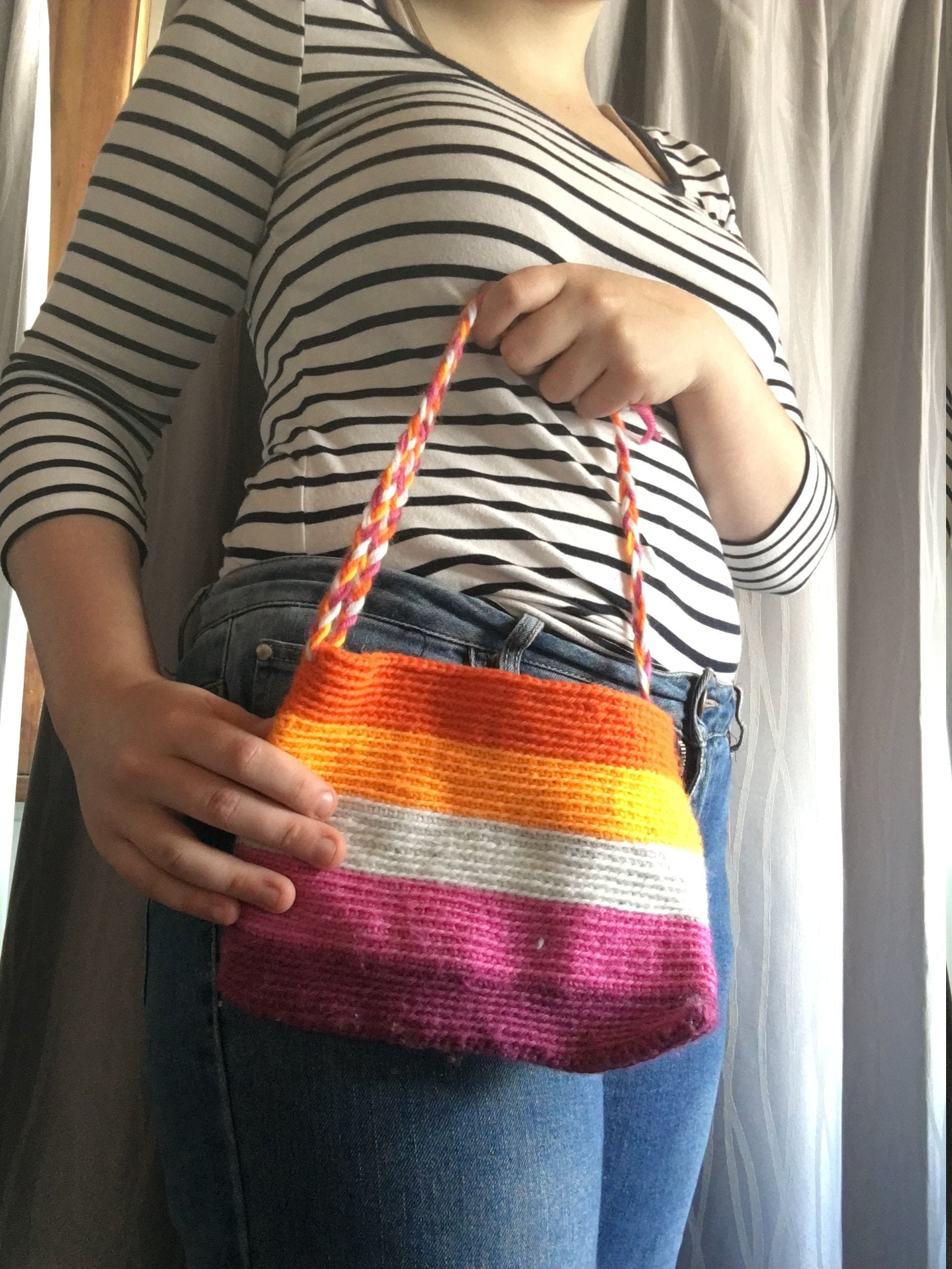 Lesbian Pride Flag Crochet Purse MADE TO ORDER 17 Message - Etsy Australia