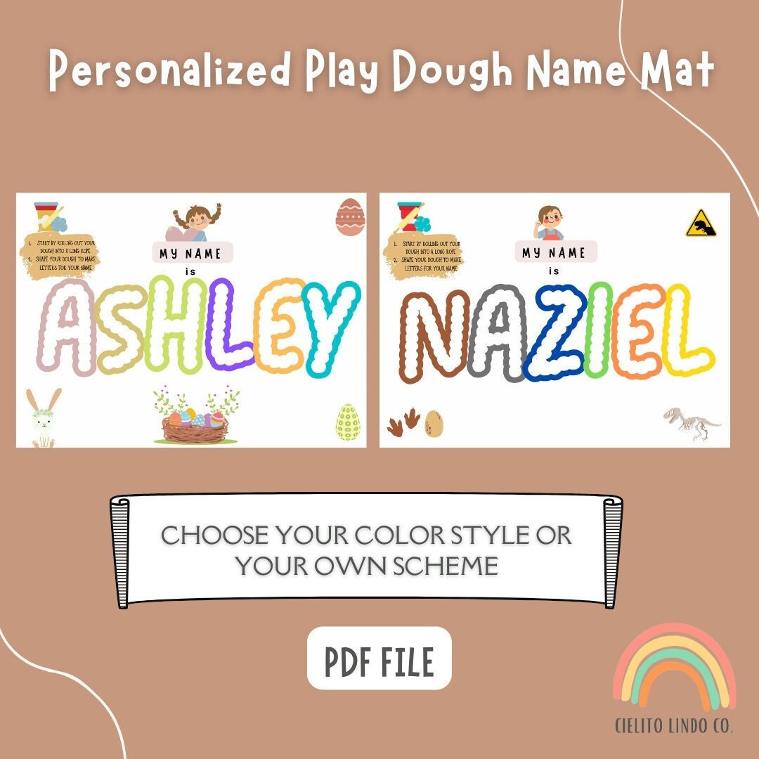 Play Dough Name Mat, Personalized Name Play Dough Mat, Name Play Dough ...