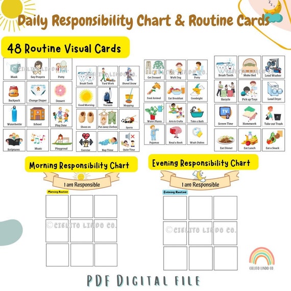 Responsibilty Chore Chart and Routine Cards Routine Visual | Etsy