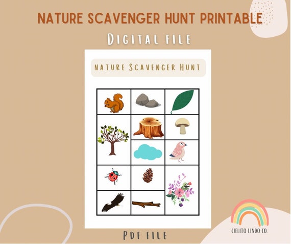 Nature Scavenger Hunt Printable PDF Montessori Printable | Etsy