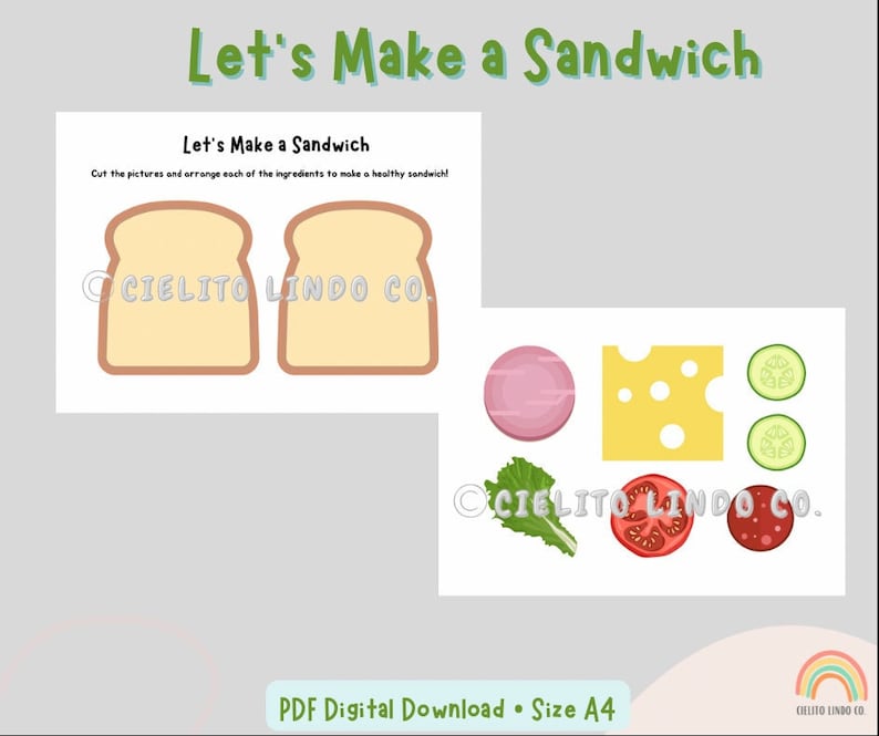 Let's Make a Sandwich Printable, Sandwich Activity Printable, Healthy ...