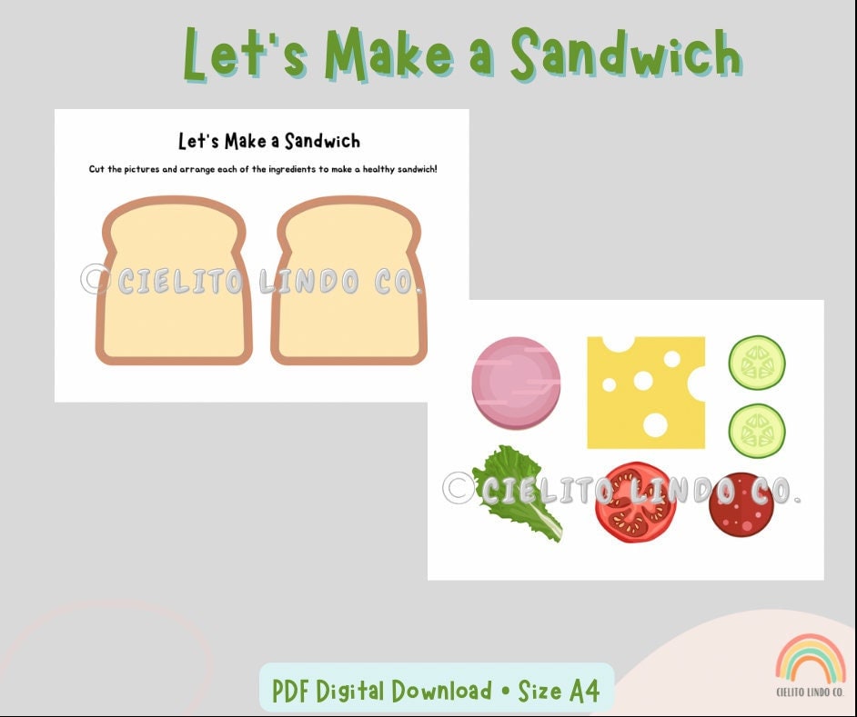 Let's Make a Sandwich Printable, Sandwich Activity Printable, Healthy ...