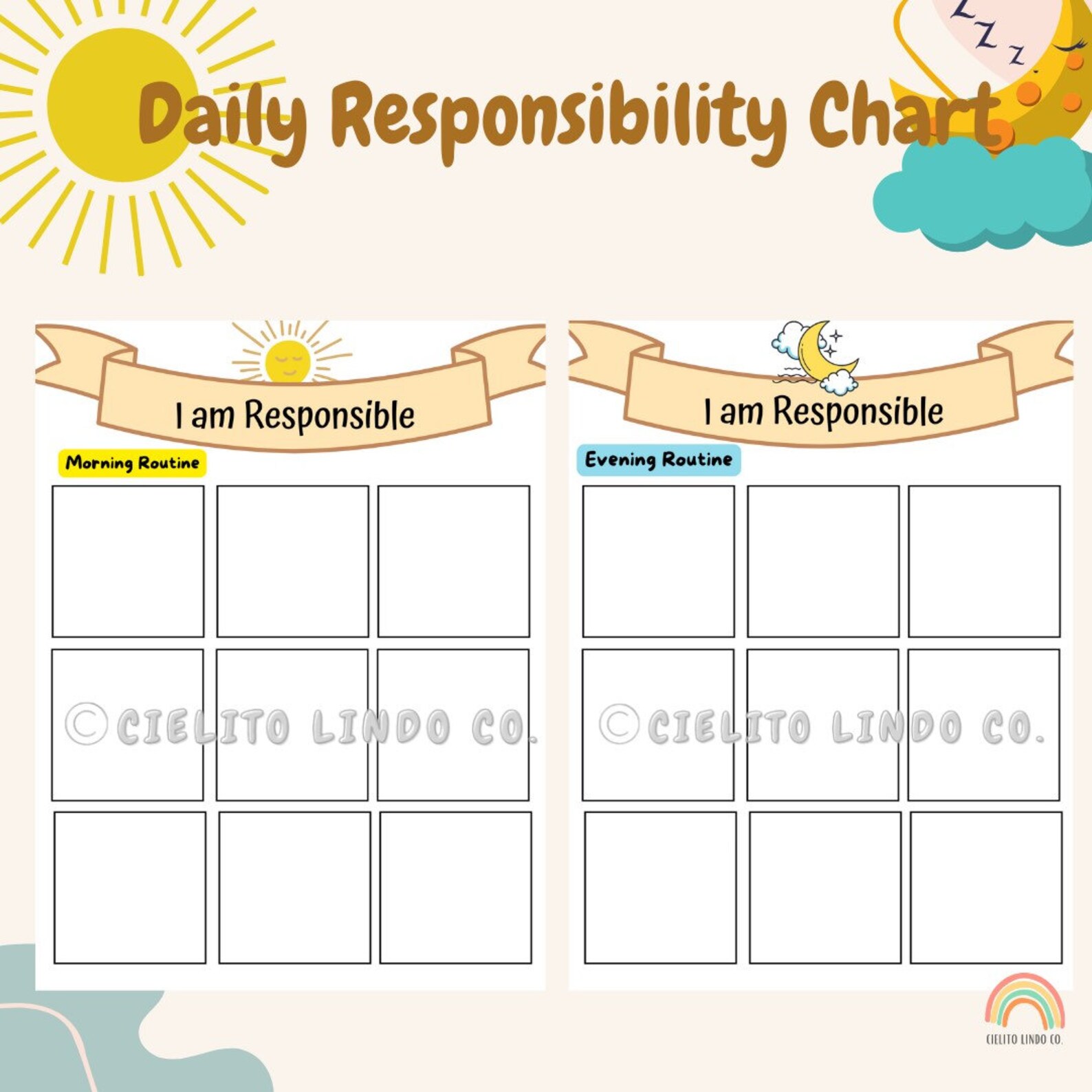 Responsibilty Chore Chart and Routine Cards, Routine Visual Cards ...