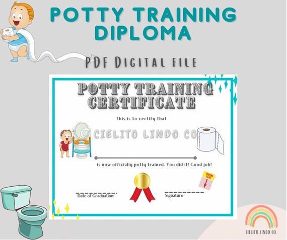 Potty Training Diploma Potty Certificate Potty Training - Etsy