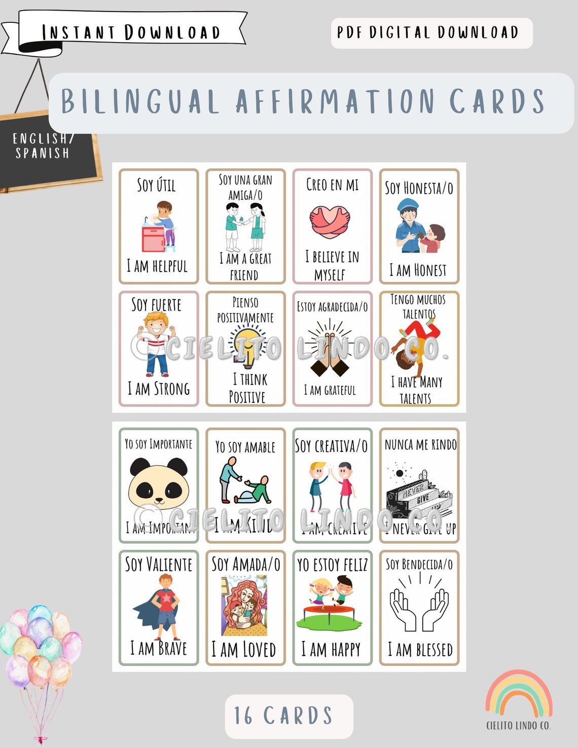 Bilingual Affirmation Cards, Affirmation Cards for Kids, Spanish ...