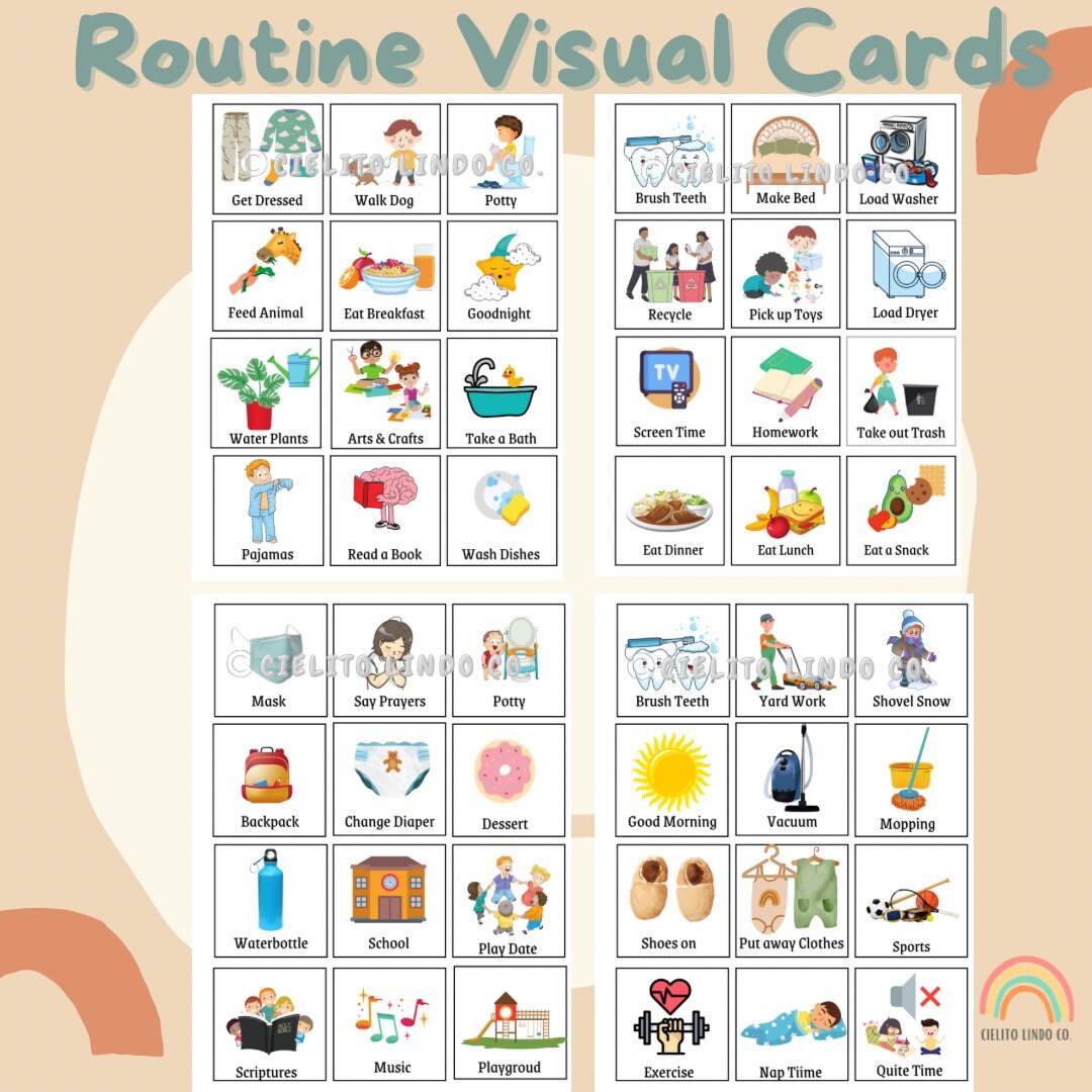 Responsibilty Chore Chart and Routine Cards, Routine Visual Cards ...