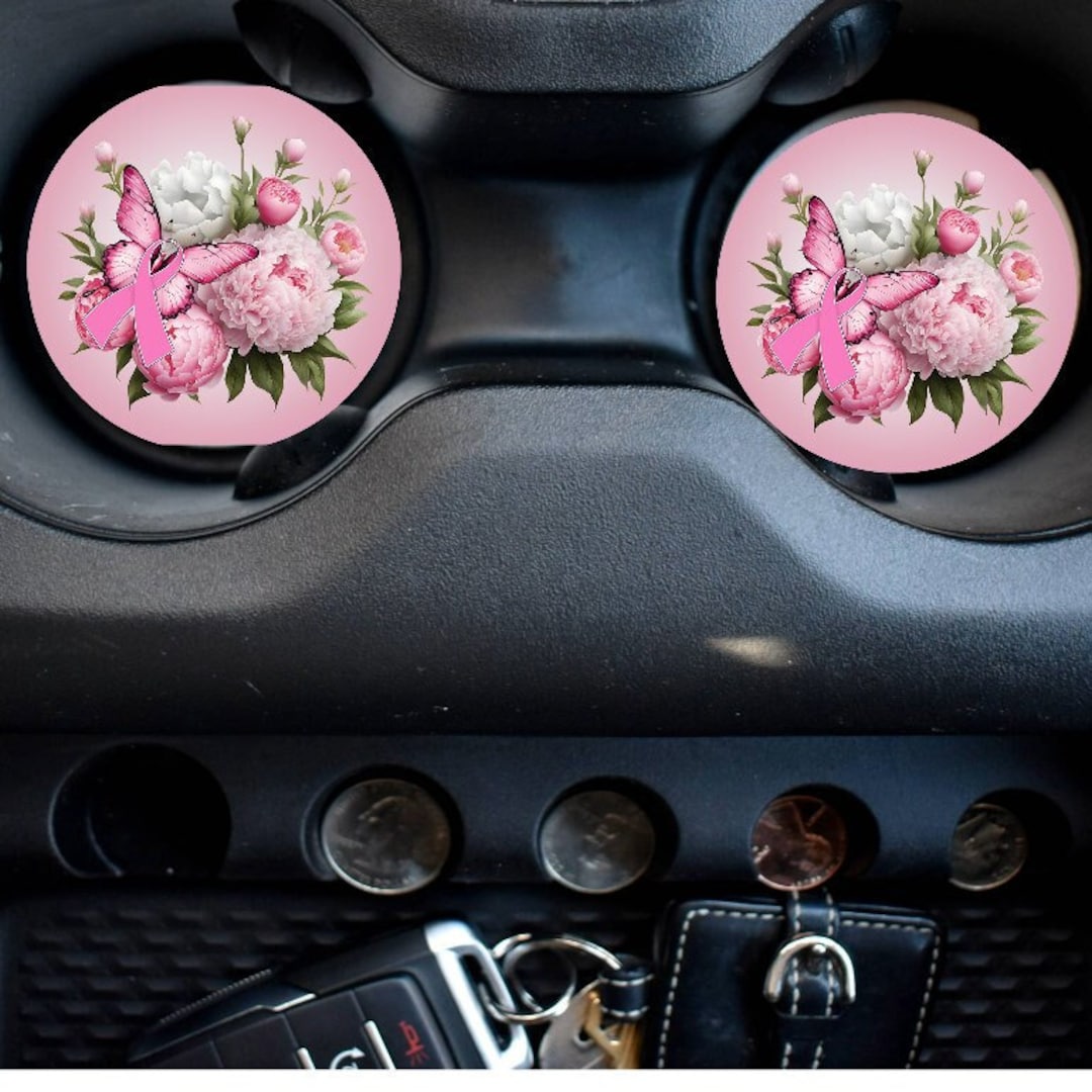 Breast Cancer Awareness Car Coasters Set of 2 car Decor - Etsy