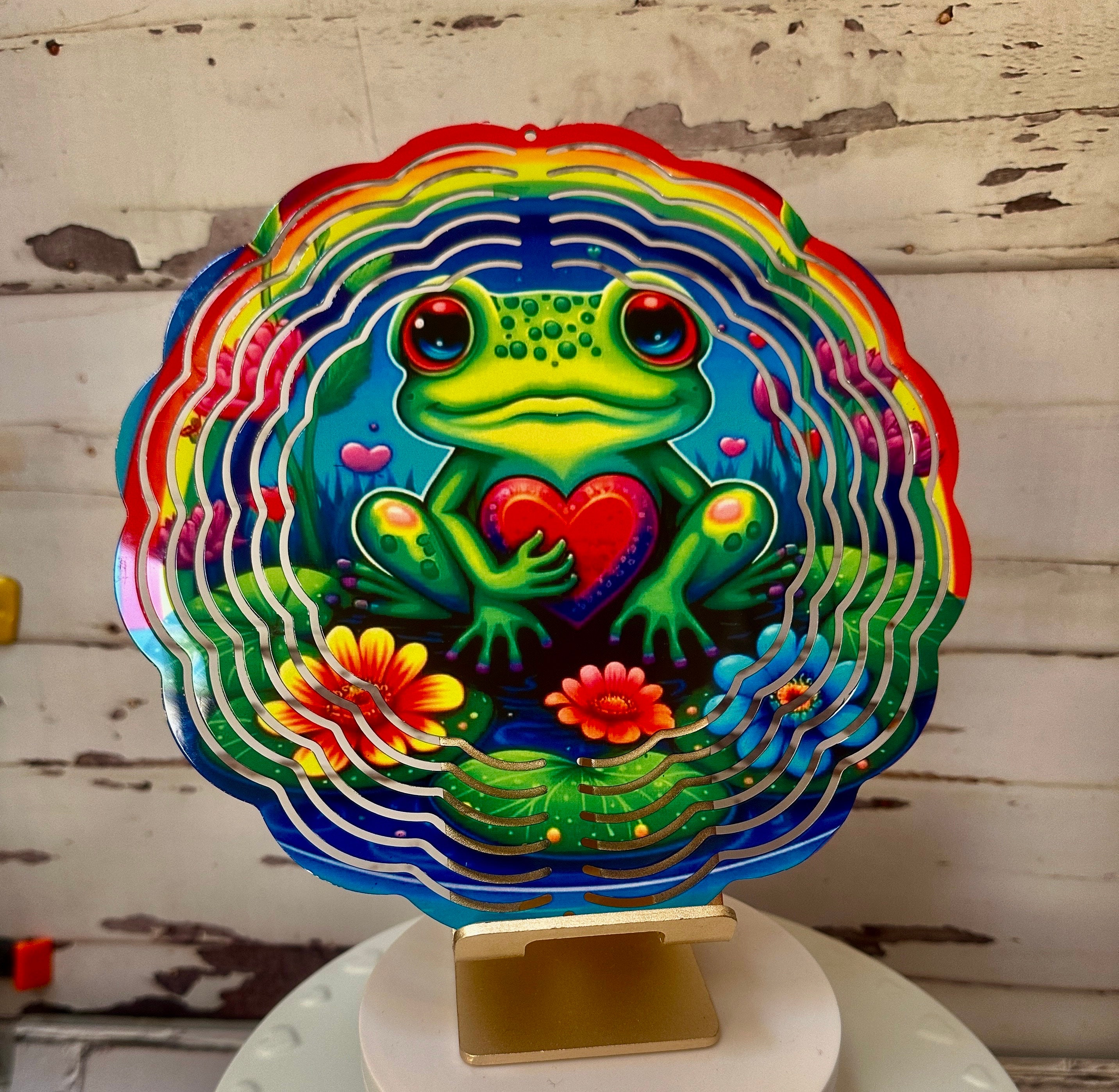 Frog on a Lilypad Wind Spinner 3D Frog Spinner Patio Decor Garden ...