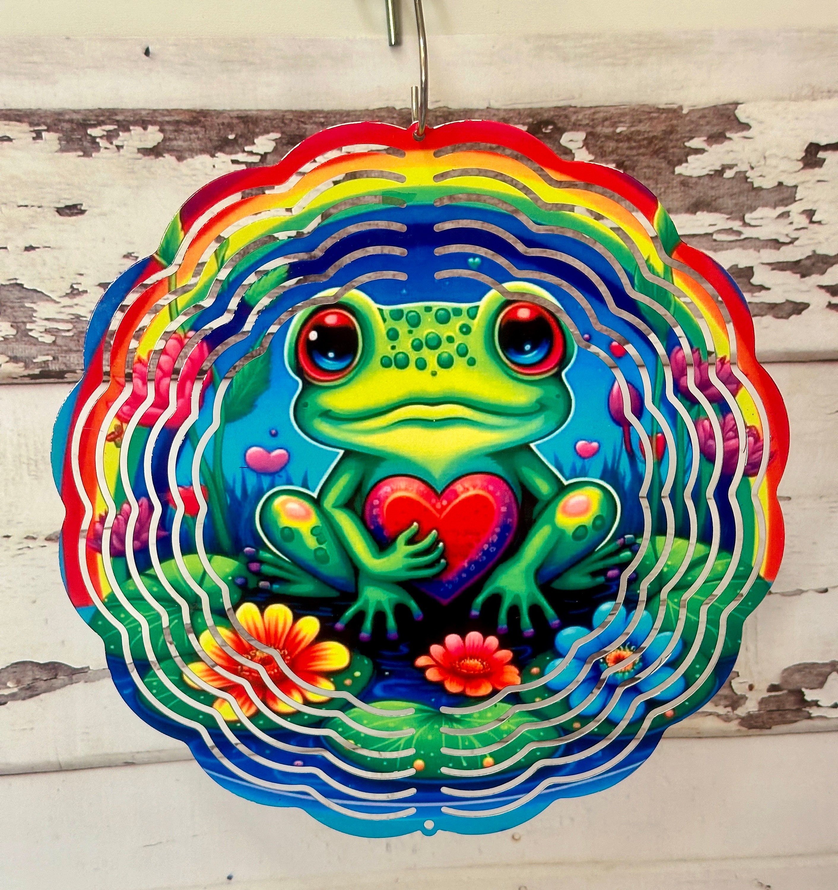 Frog on a Lilypad Wind Spinner 3D Frog Spinner Patio Decor Garden ...