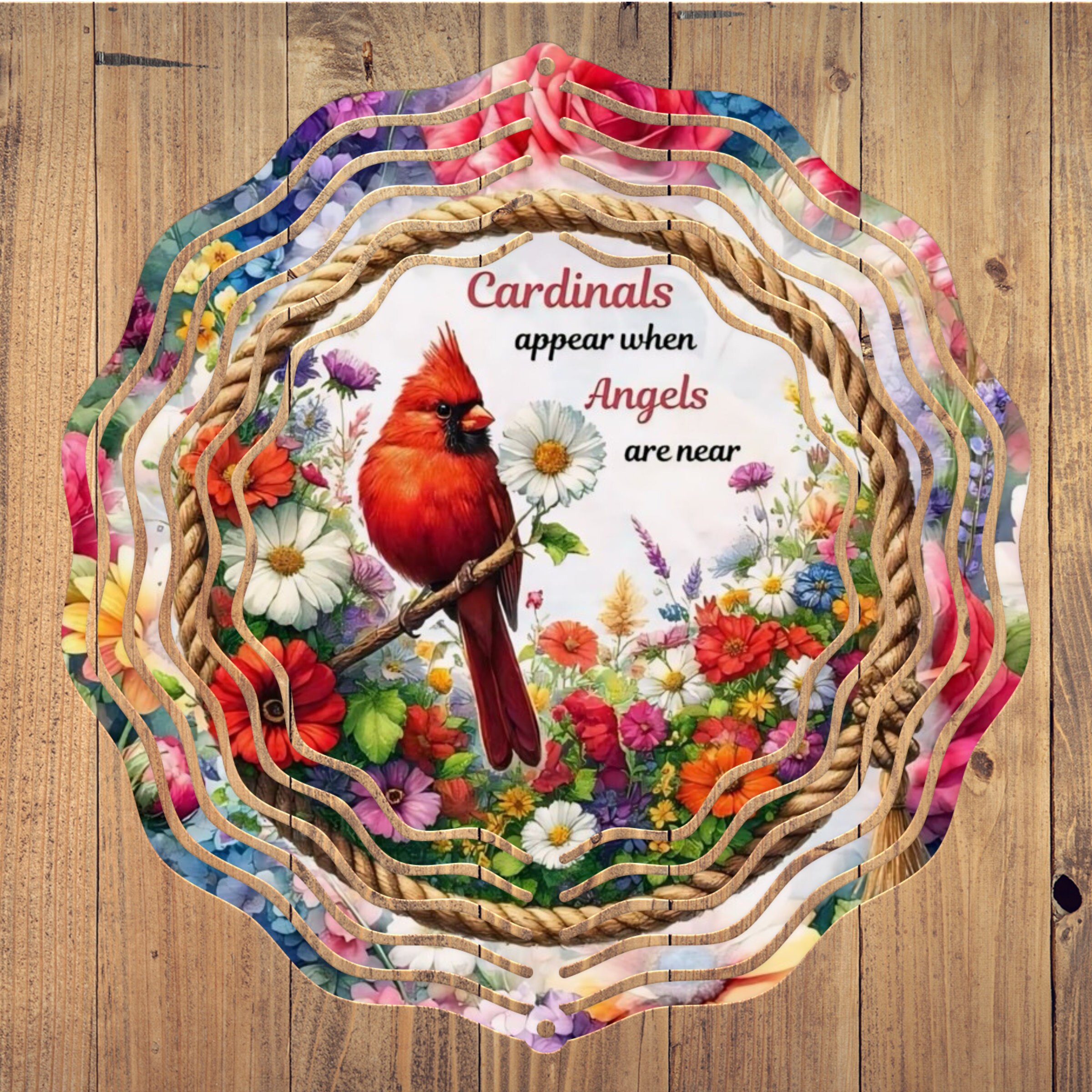 Cardinal Spinner With Flowers Memorial Wind Spinner Remembrance Wind ...
