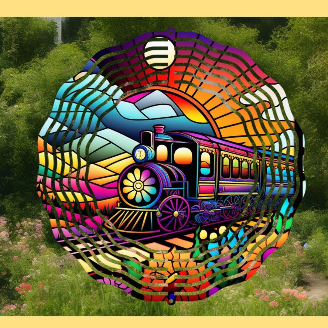 Train Wind Spinner Stain Glass Design Spinner Garden Decoration Gift - Etsy