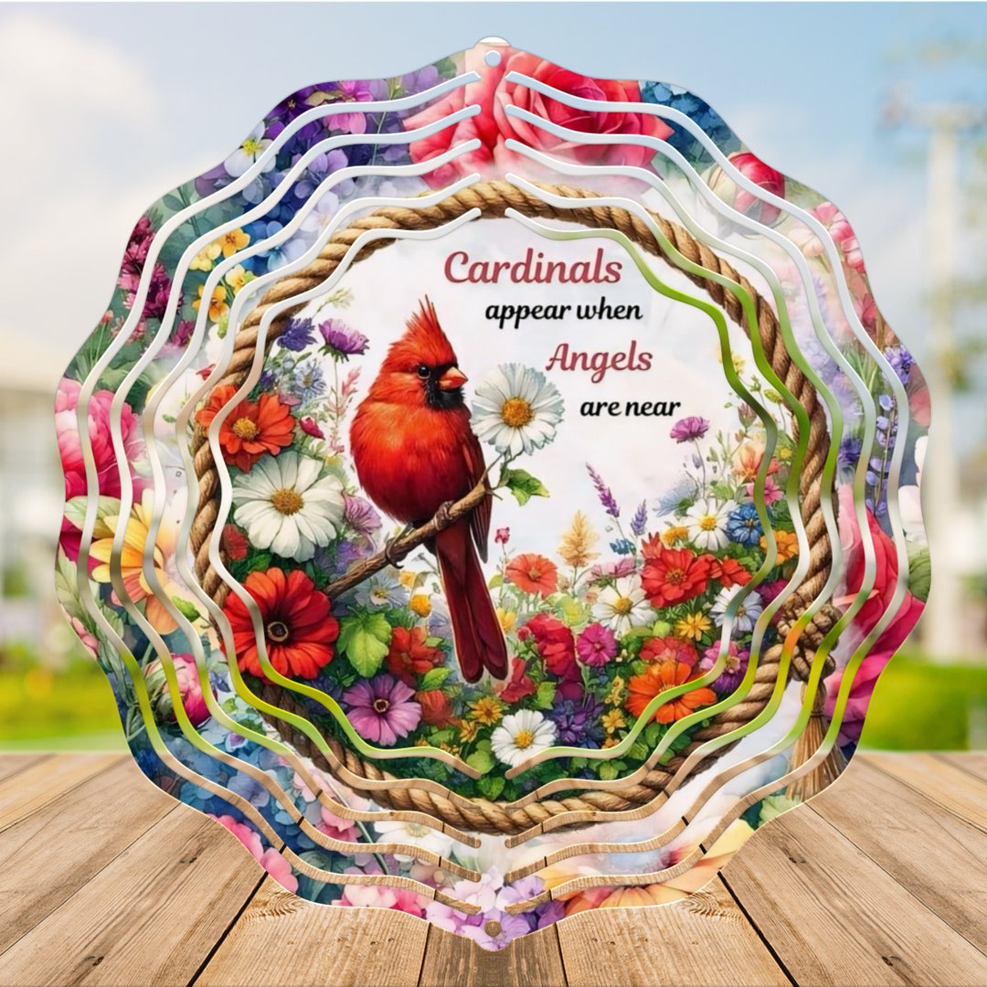 Cardinal Spinner With Flowers Memorial Wind Spinner Remembrance Wind ...