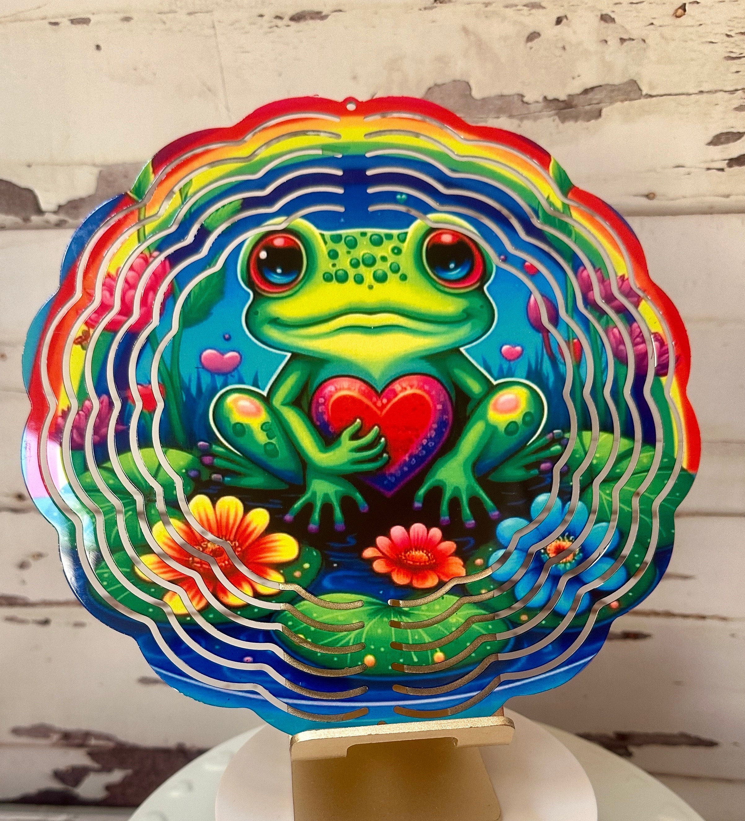 Frog on a Lilypad Wind Spinner 3D Frog Spinner Patio Decor Garden ...