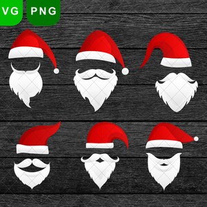 Santa Hat Bundle Svg, Santa Beard Bundle Svg, Santa SVG, Santa Face SVG ...