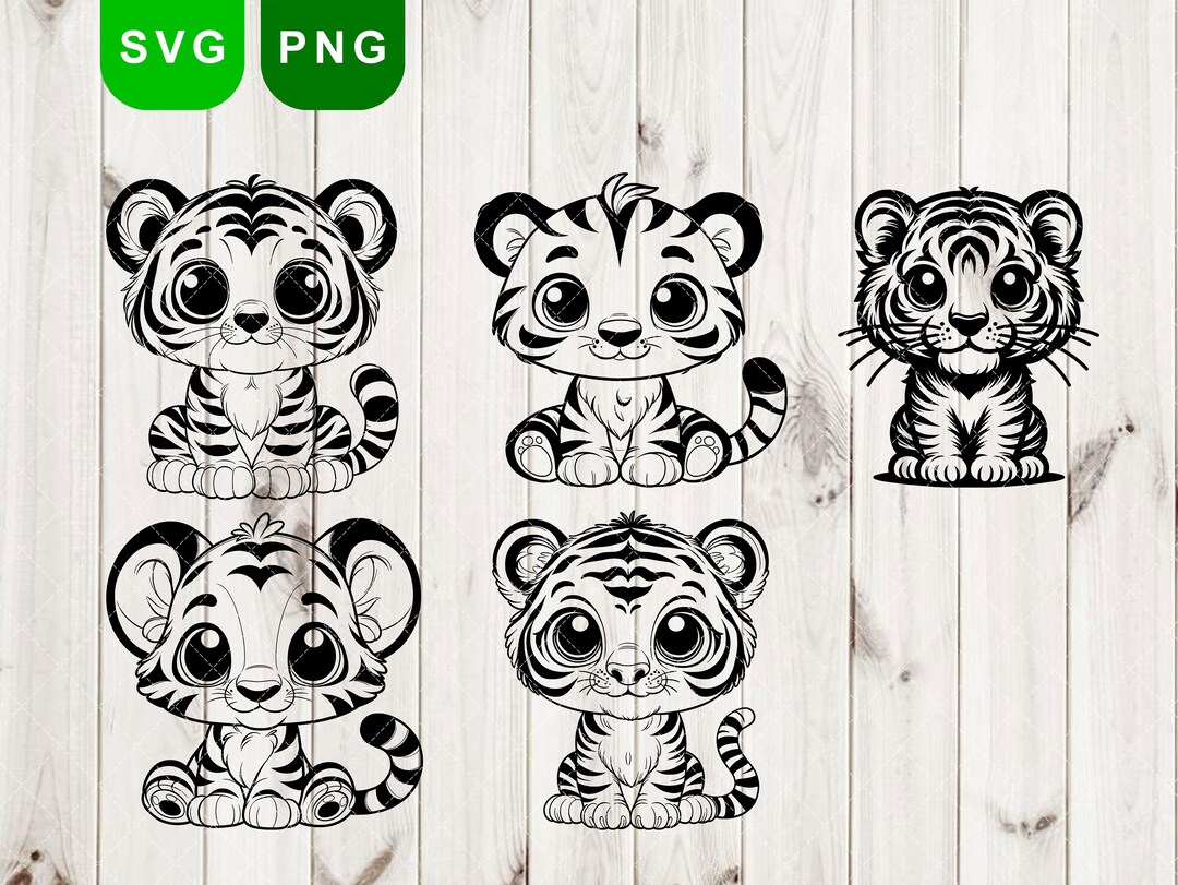 Cute Tiger Bundle Svg & Png, Tiger Bundle Svg , Cute Baby Tiger Svg ...