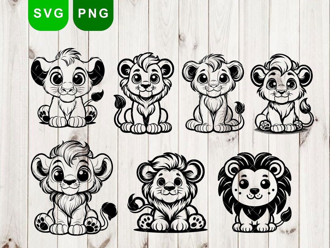 Baby Lion Bundle Svg & Png,baby Lion Svg PNG, Cute Baby Lion Svg ...