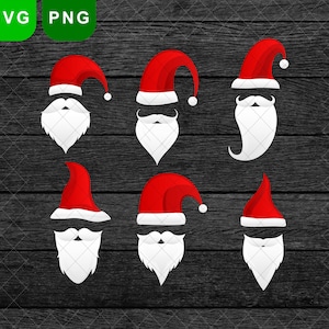 Santa Hat Bundle Svg, Santa Beard Bundle Svg, Santa SVG, Santa Face SVG ...