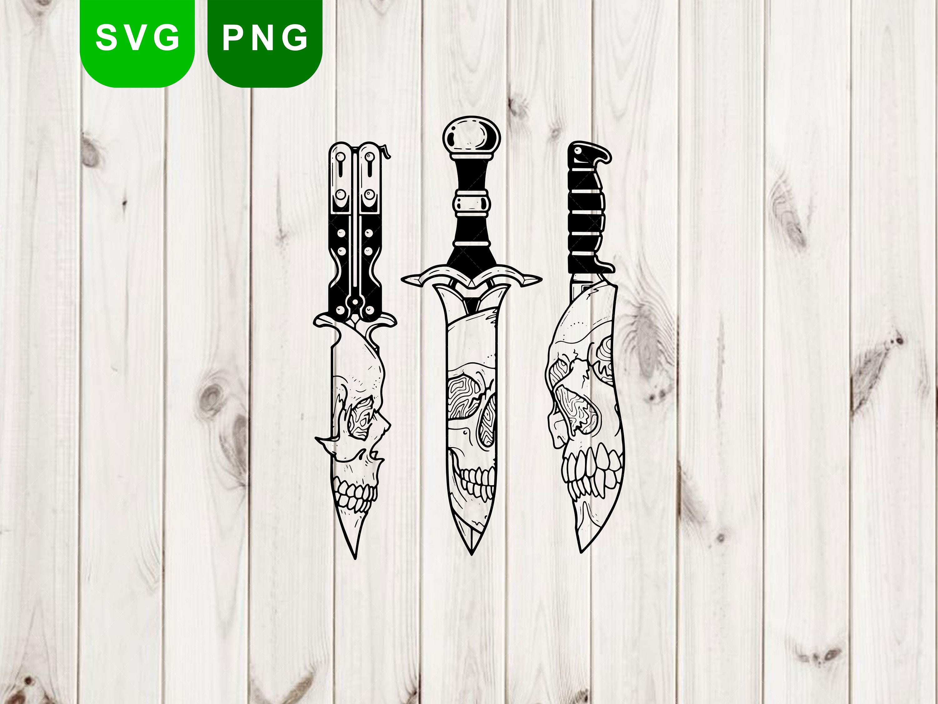 Totenköpfe in Messer svg, Messer svg, Horror Charaktere in Messern SVG ...