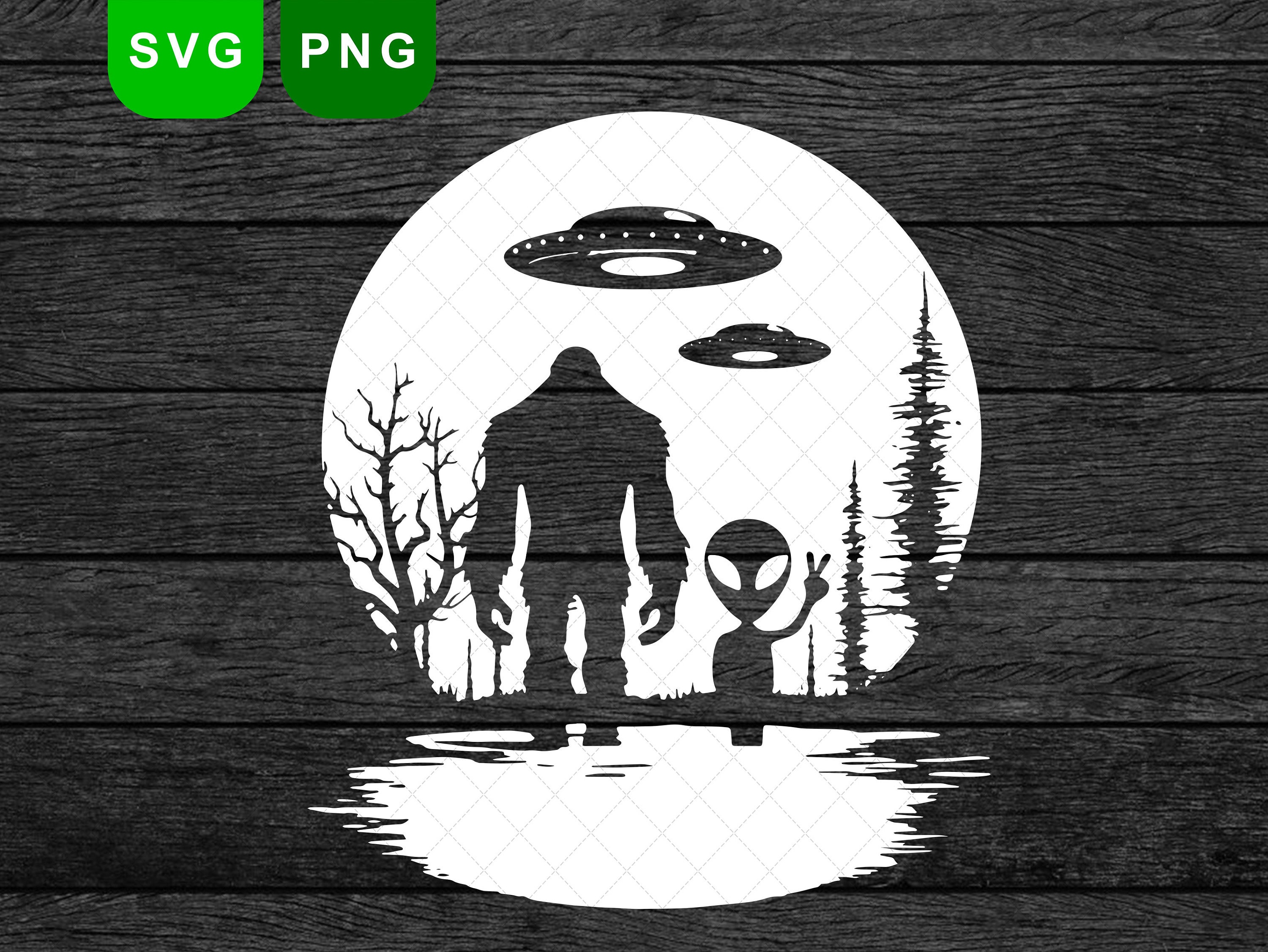 Bigfoot and Alien Under the Moon Svg Cut Files Vinyl Clip Art - Etsy ...