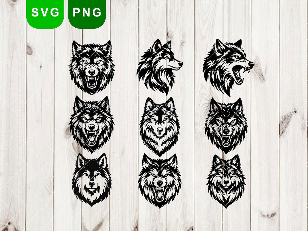 Wolfs Bundle Svg, Wolf Face SVG File, Wolf Head Predator, Wolf Svg ...
