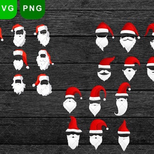 Santa Hat Bundle Svg, Santa Beard Bundle Svg, Santa SVG, Santa Face SVG ...