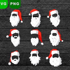 Santa Hat Bundle Svg, Santa Beard Bundle Svg, Santa SVG, Santa Face SVG ...