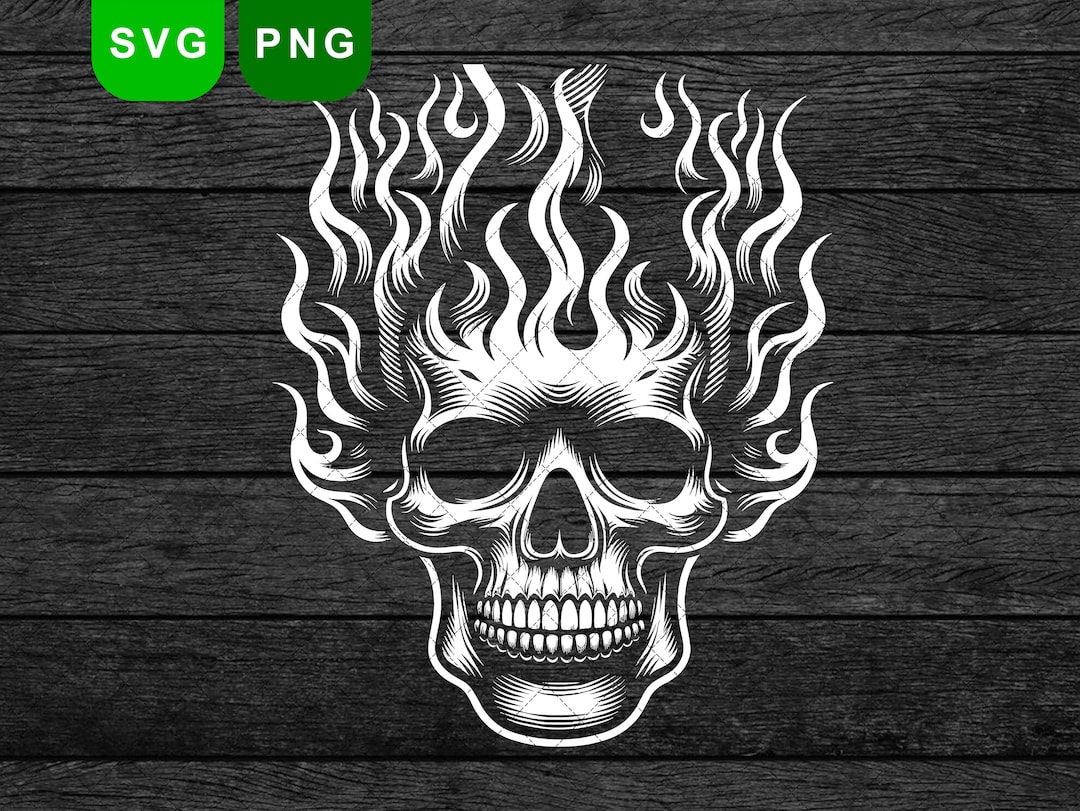 Flaming Skull SVG, Png - Skull With Flames Vector Images, Vector File ...