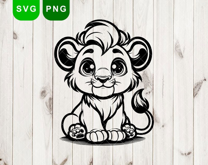 Baby Lion Svg, Baby Lion Cut File, Cute Baby Lion Svg, Cute Lion Svg ...