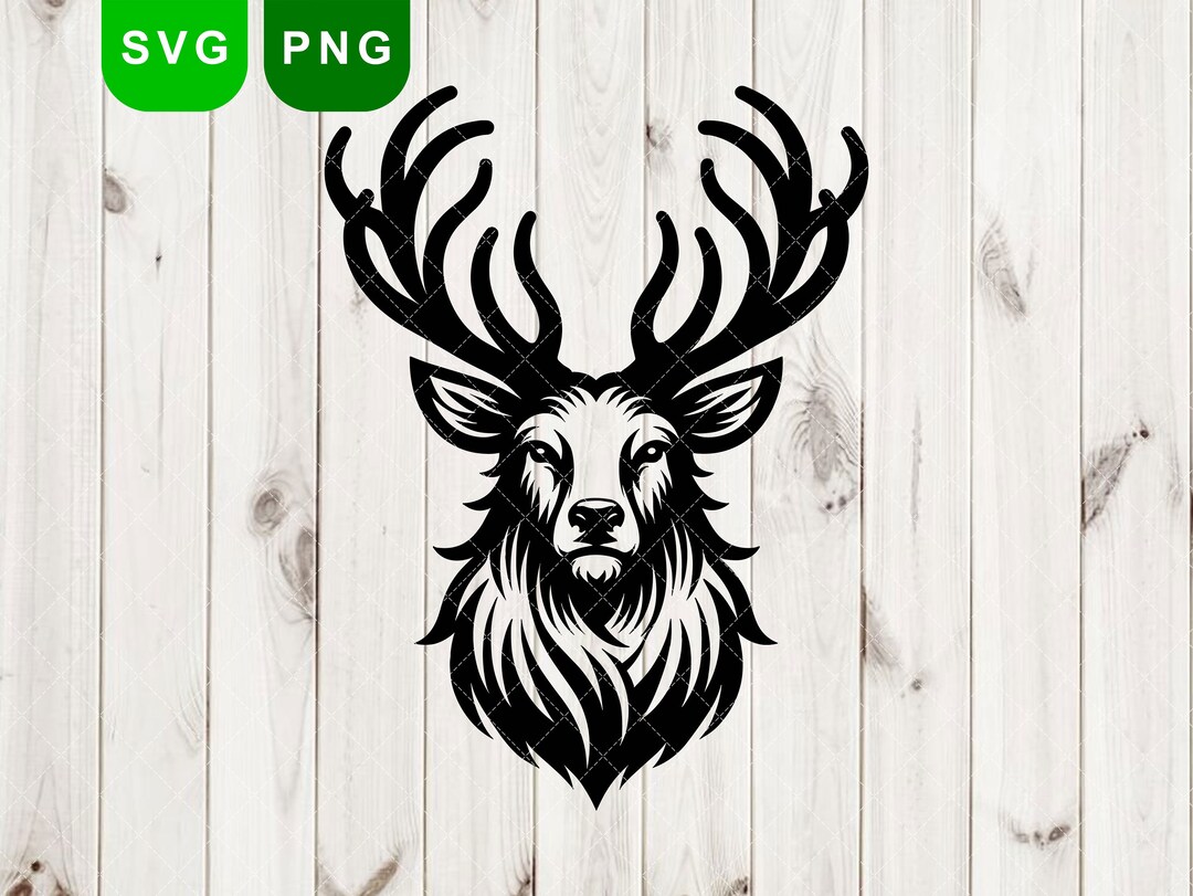 Deer Head Svg & PNG Files, Buck Hunting Clipart, SVG Hunters Design Graphic, Eer With Antlers ...
