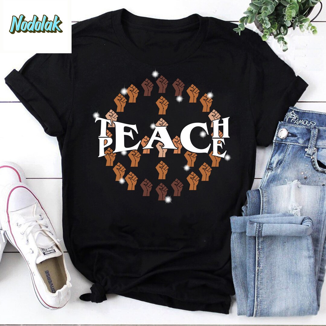 Teach Peace Sign Black Vintage T-shirt, Teach Shirt, Everyone Can Teach ...