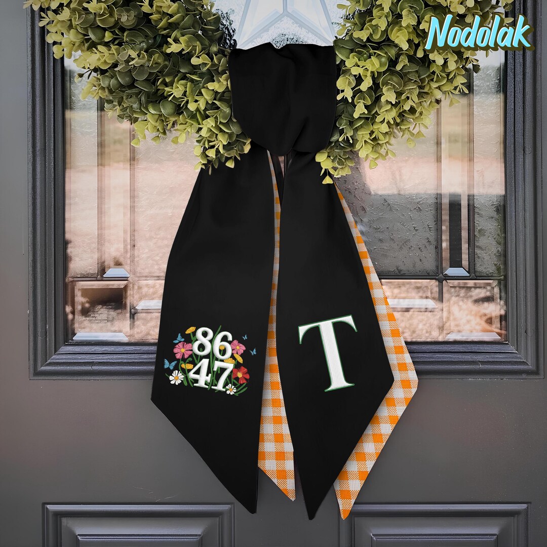 Custom Address Wreath Sash – Embroidered House Number & Monogram Bow ...