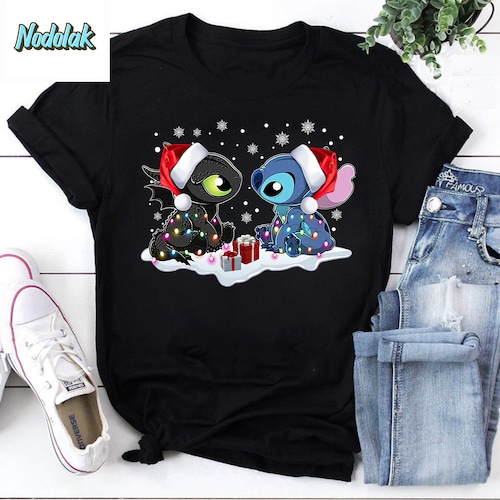 Stitch and Toothless Santa Christmas With Xmas Lights Unisex - Etsy
