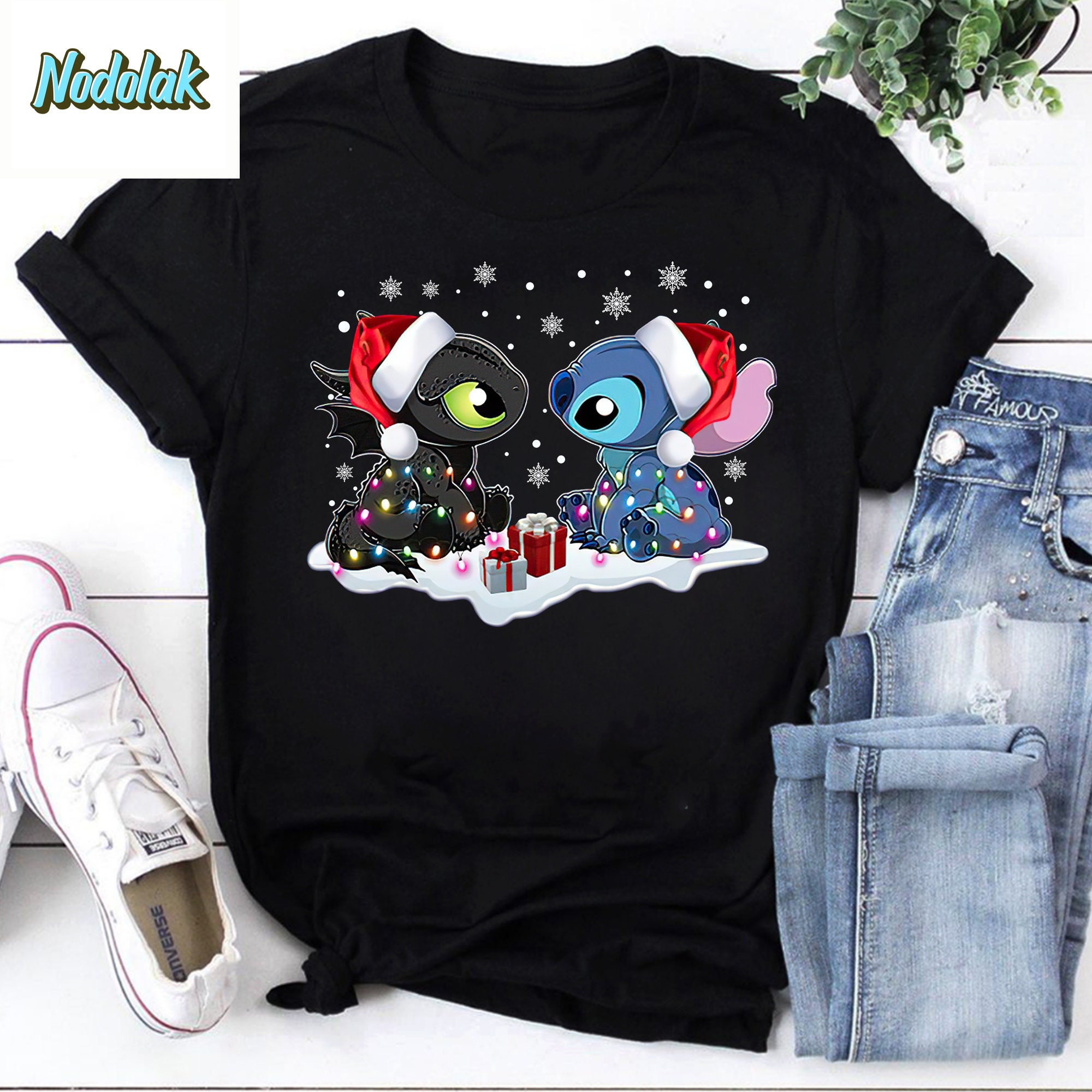 Stitch and Toothless Santa Christmas With Xmas Lights Unisex - Etsy