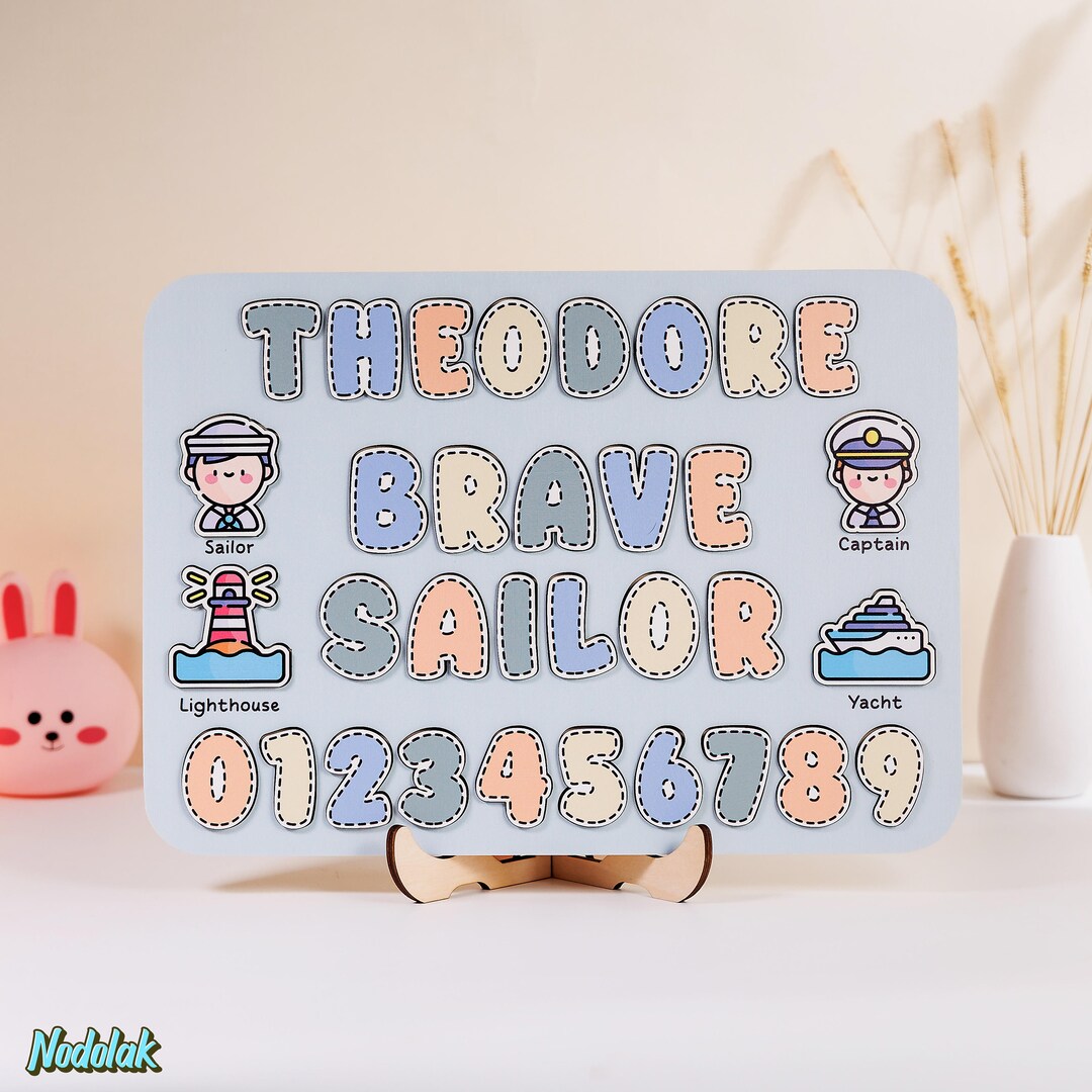 Personalized Name Baby Sailor Wooden Puzzle, Christmas Gift, Gifts for ...