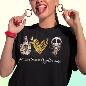 Jack Skellington Peace Love Nightmare Vintage T-shirt, the Night Before ...