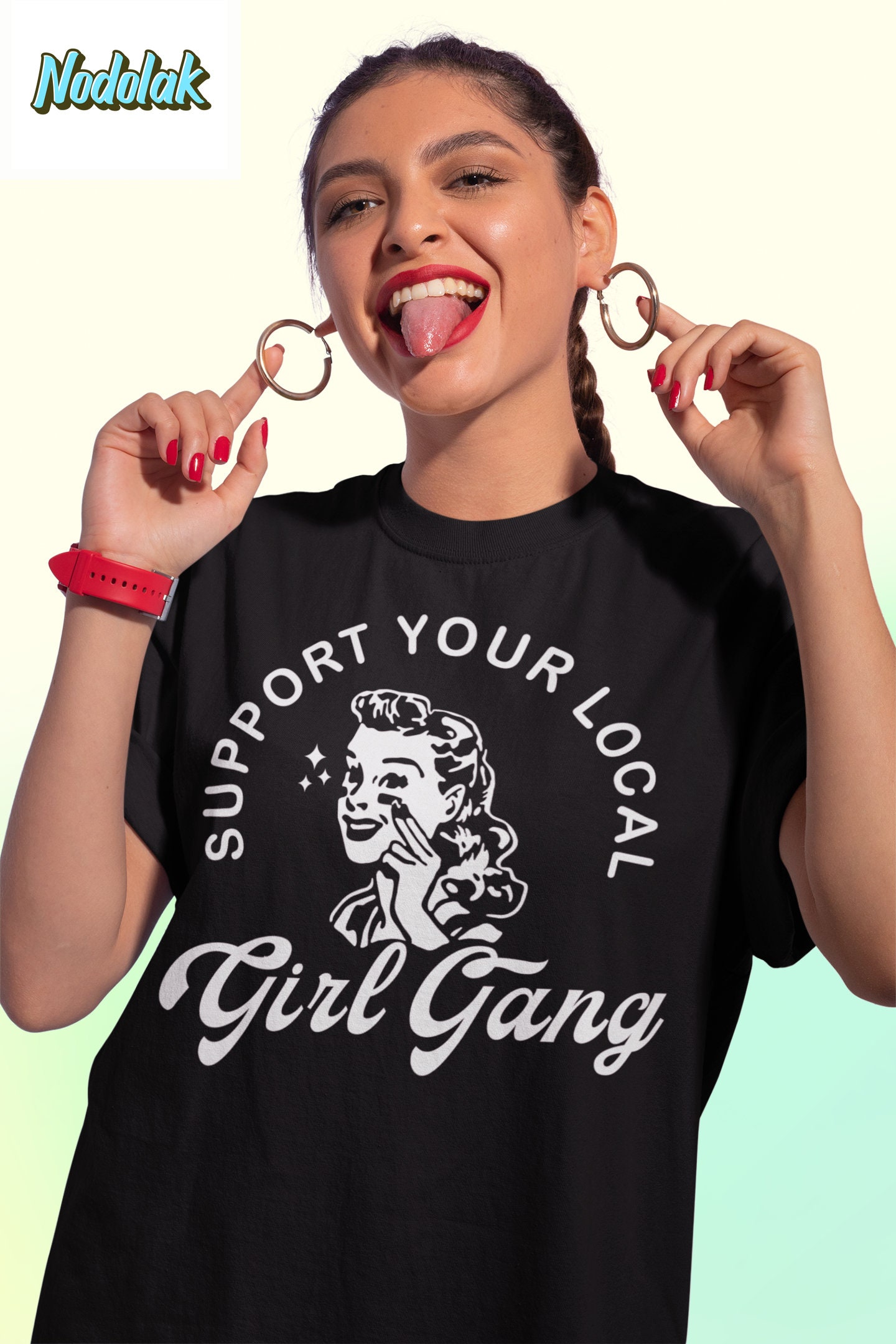Retro Feminist Support Your Local Girl Gang Graphic Tank Top Vintage T ...