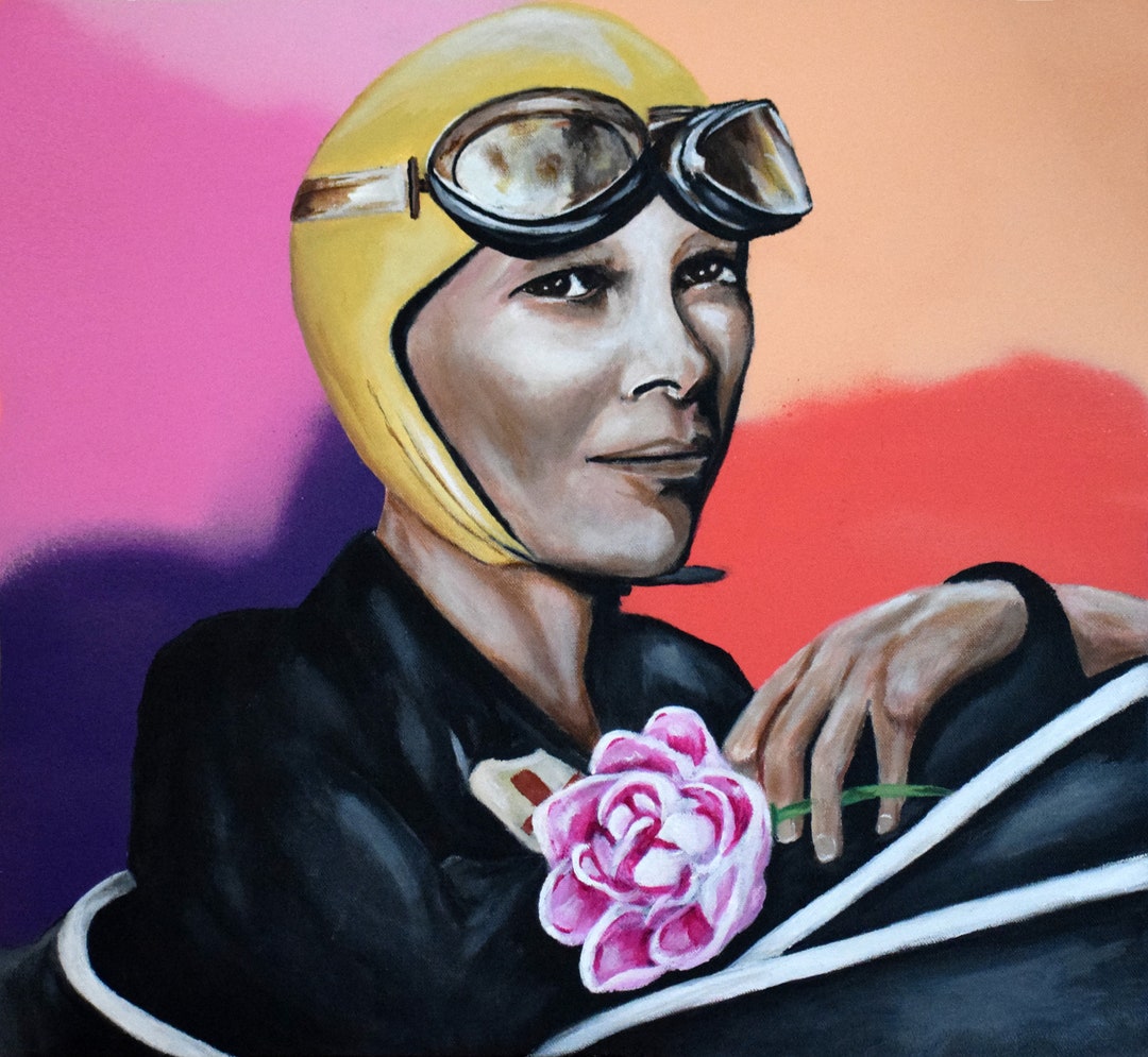 Amelia Earhart, LARGE, Female Explorer and Aviator, Custom Painted, Art ...