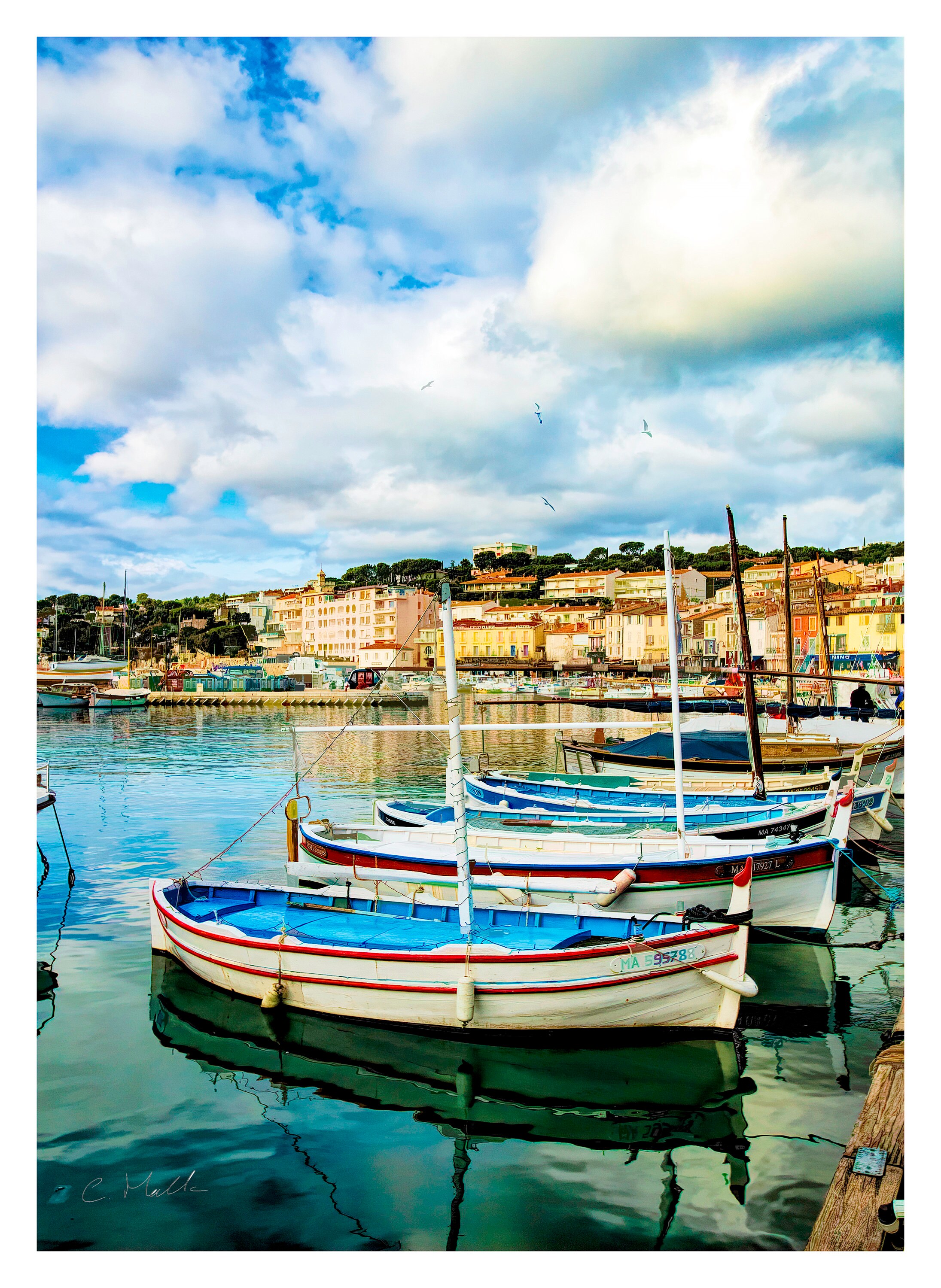 Cassis Harbour Con frontera blanca - Etsy España