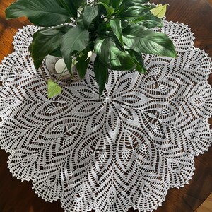 Doily Peacock Feather Design 39.5 Inch Diameter - White - Etsy