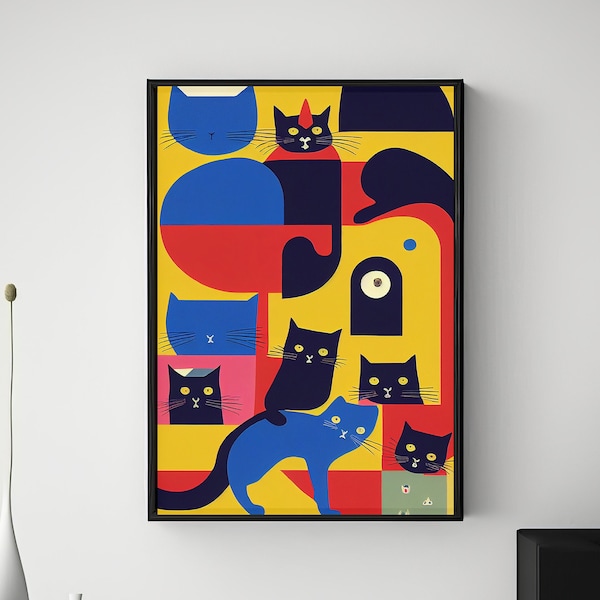 Funky Cat Art - Etsy