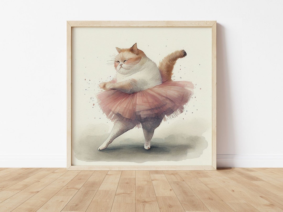 Ballet Kitty Art, Digital Download - Pretty Art for Girl's Room - Cute ...