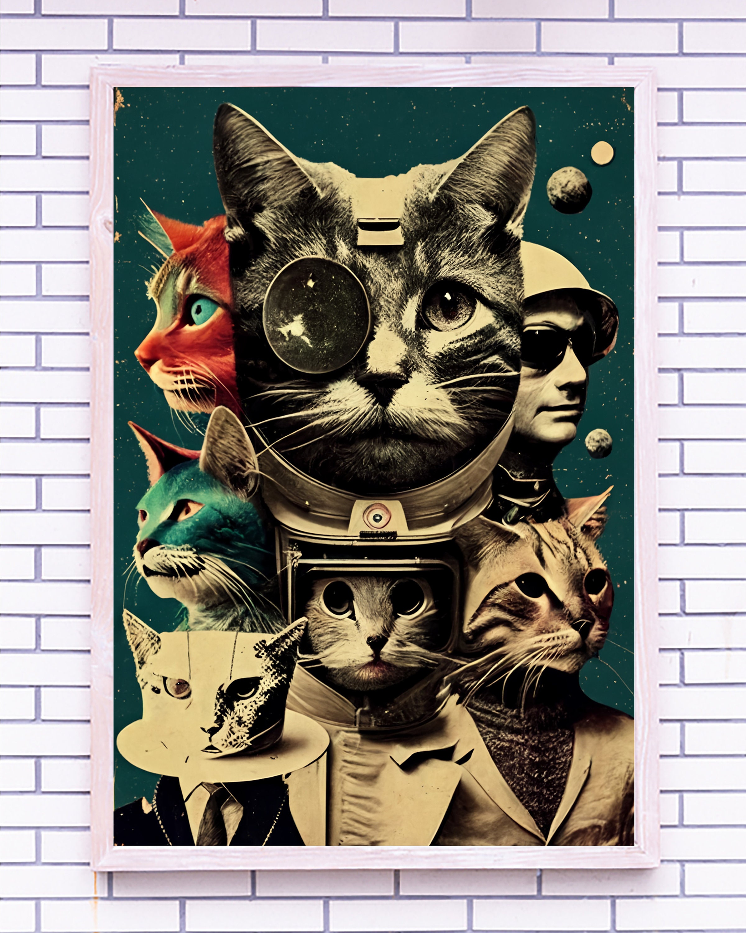 Eclectic Cat Poster, Digital Download Weird Cat Wall Art Art for Cat ...