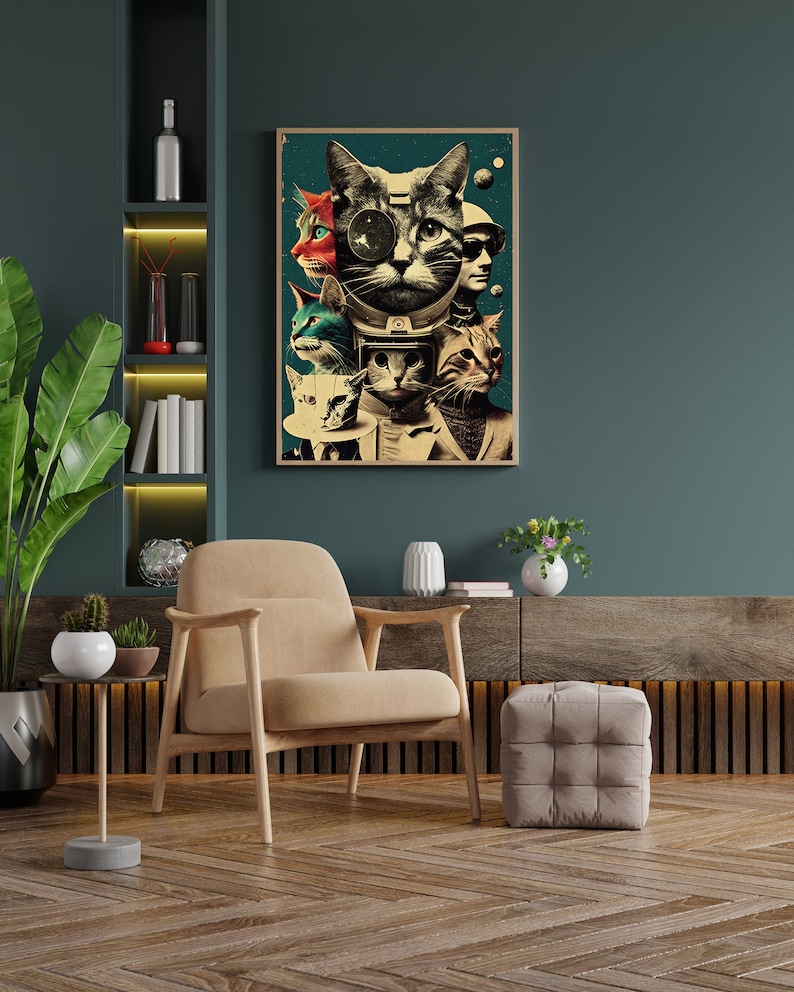 Eclectic Cat Poster Digital Download Weird Cat Wall Art - Etsy