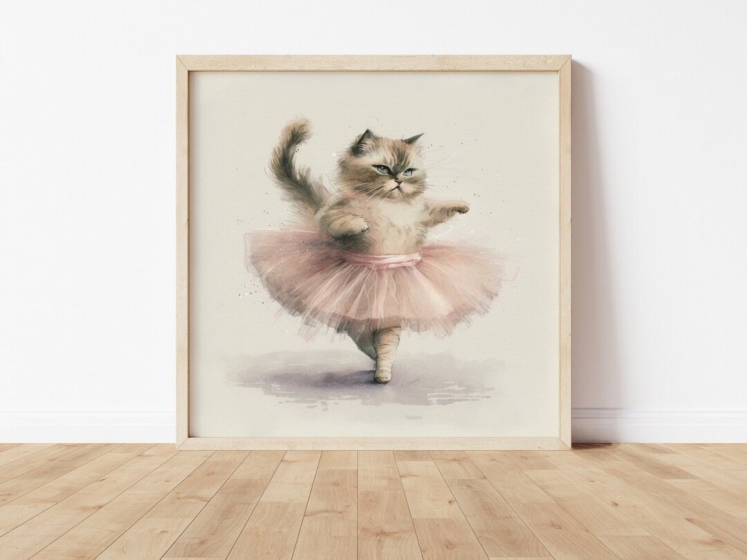 Ballet Kitty Art, Digital Download - Pretty Art for Girl's Room - Cute ...