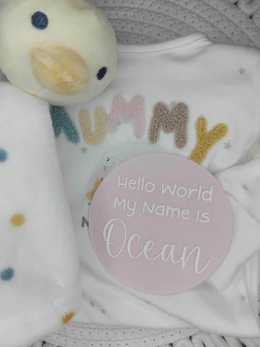 Personalised Baby Name Sign / Hello World My Name is Plaque / Birth ...