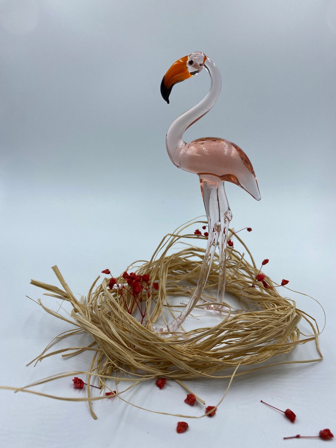 Glass Art Pink Flamingo Figurines Home Decoration Italian Etsy