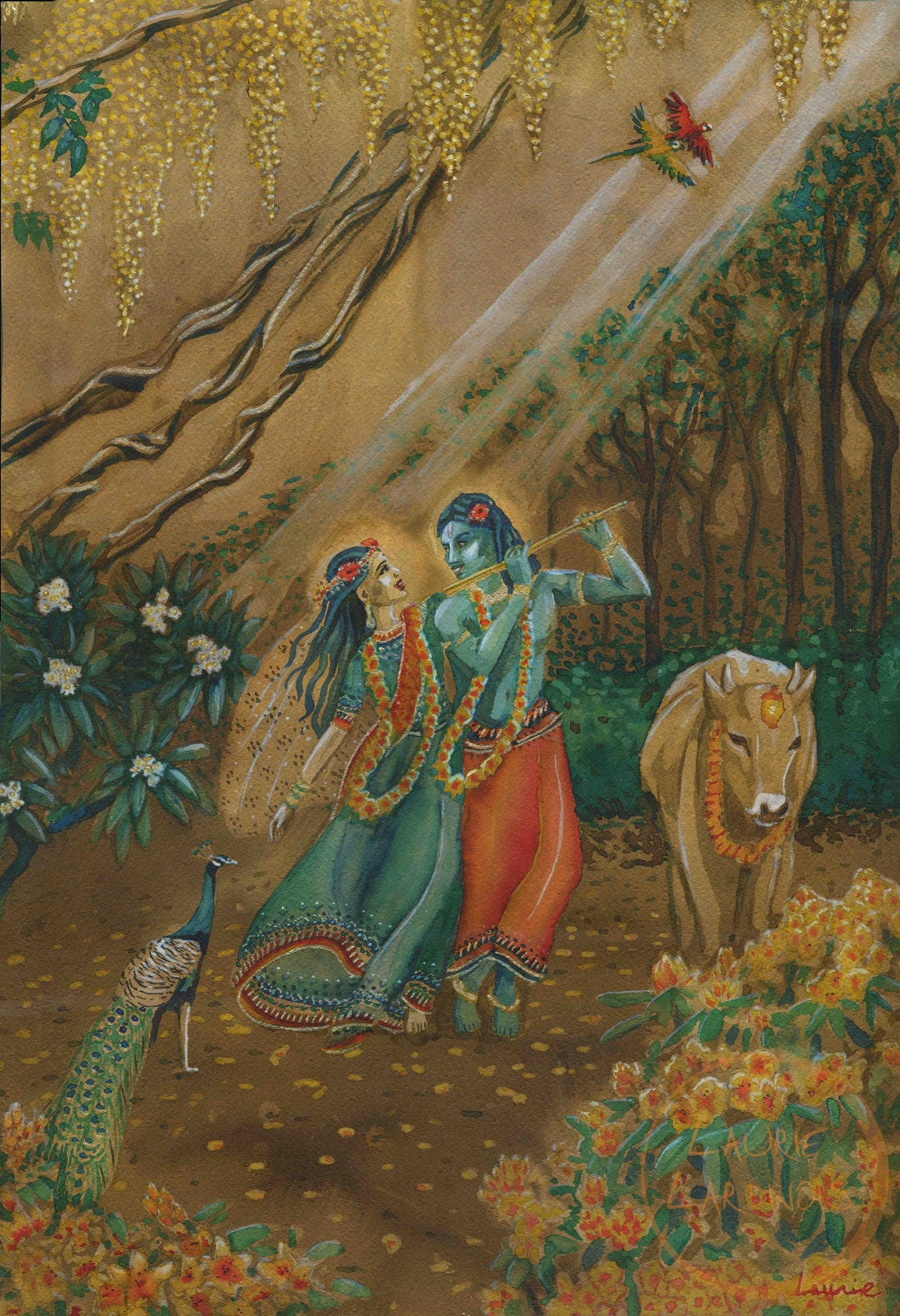 Radha & Krishna Print Impression Art Laurie Lardinois - Etsy