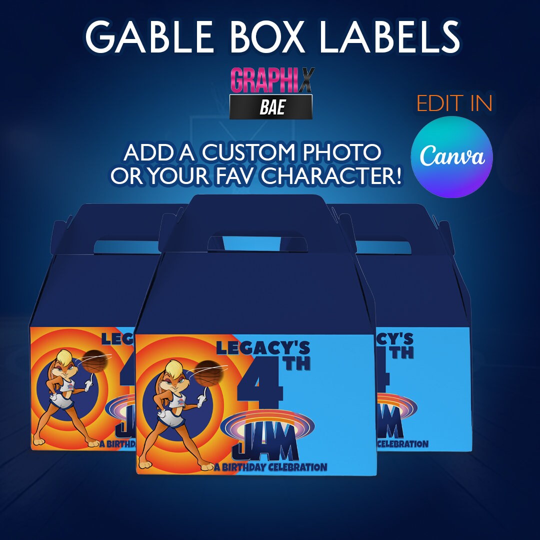 Space Jam Editable Gable Box Labels DIY Chip Snack Birthday - Etsy