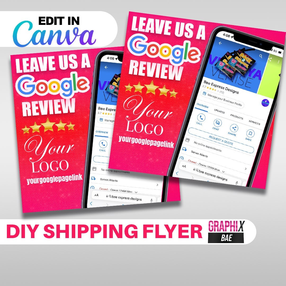 Google Business Review Flyer Canva Flyer Template Leave Us a - Etsy