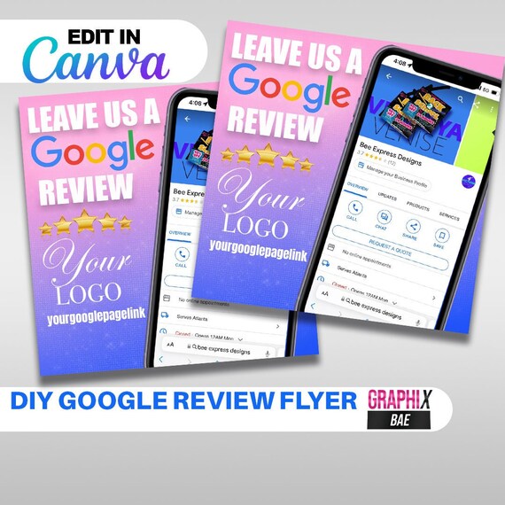 Google Business Review Flyer Canva Flyer Template Leave Us a - Etsy